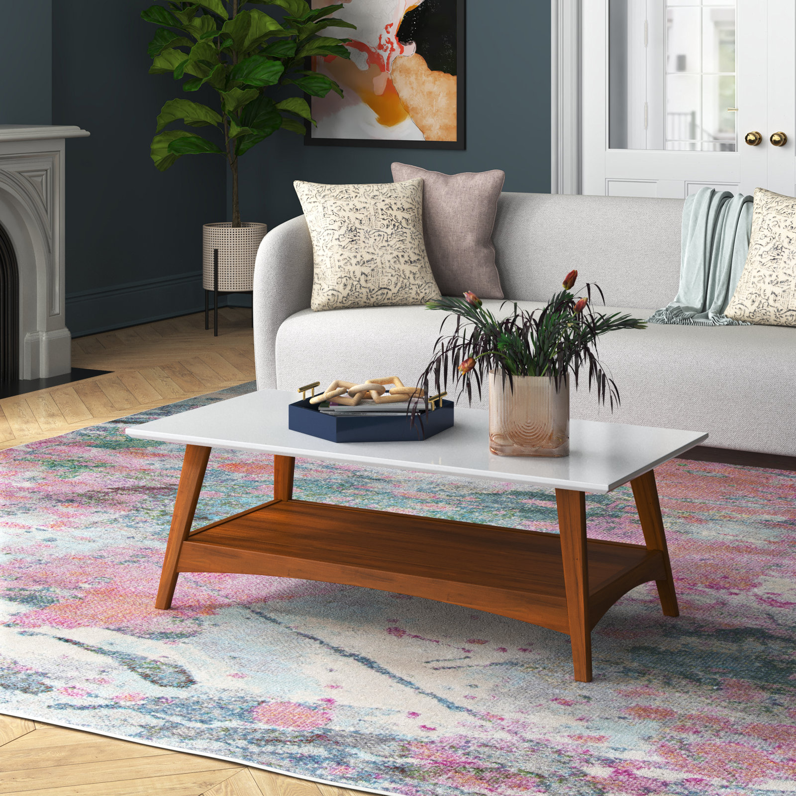Mid century white coffee table store